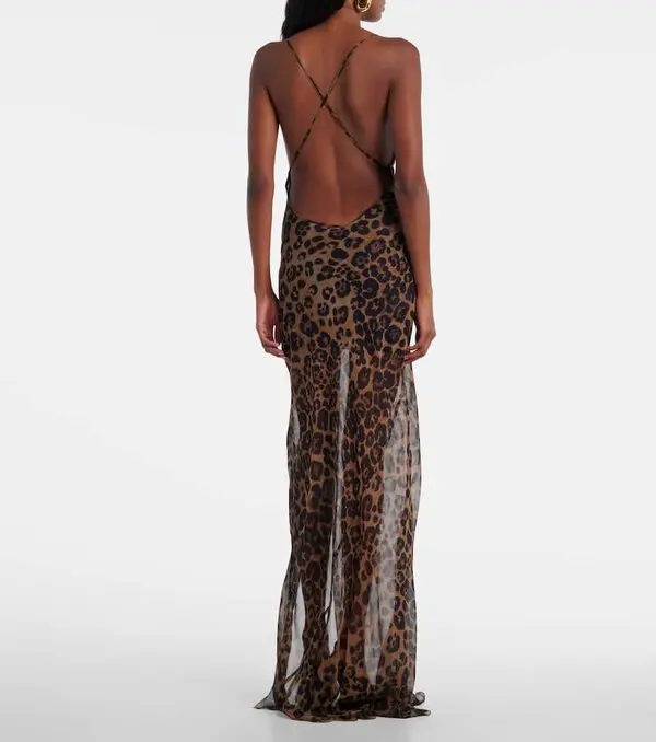 Blumarine Leopard-print Silk Maxi Dress