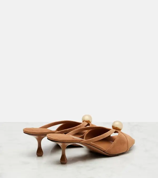 JIMMY CHOO Embellished Suede Mules