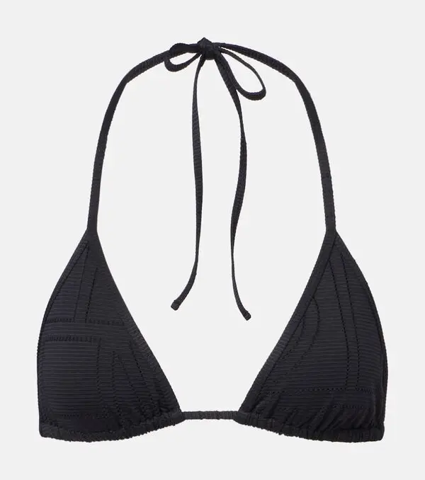 TOTEME Monogram Pointelle Bikini Top - Black