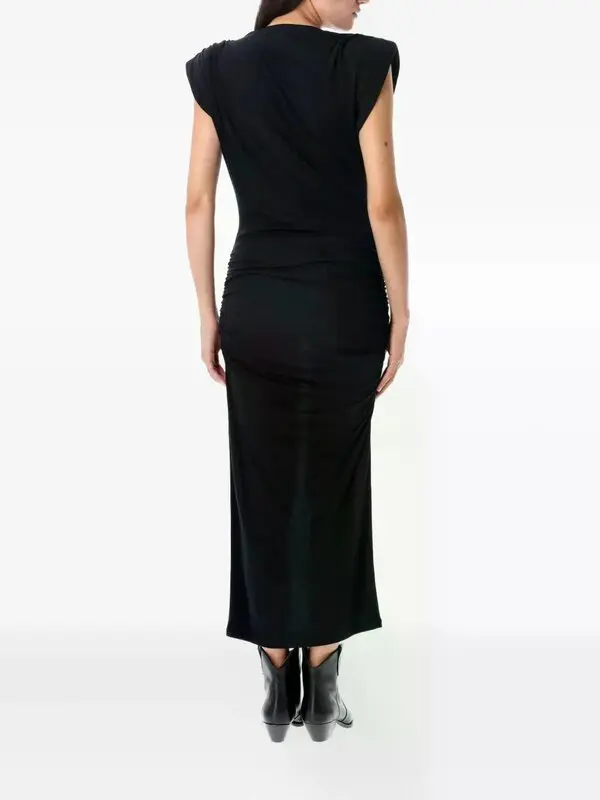 MARANT ETOILE Padded-shoulder Midi Dress - Black