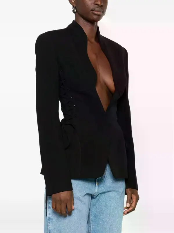 MUGLER Sculptural Lace-up Jacket - Black