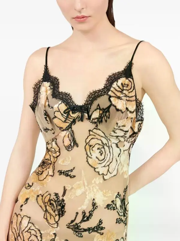 Roberto Cavalli Rose-print Ruffled Dress
