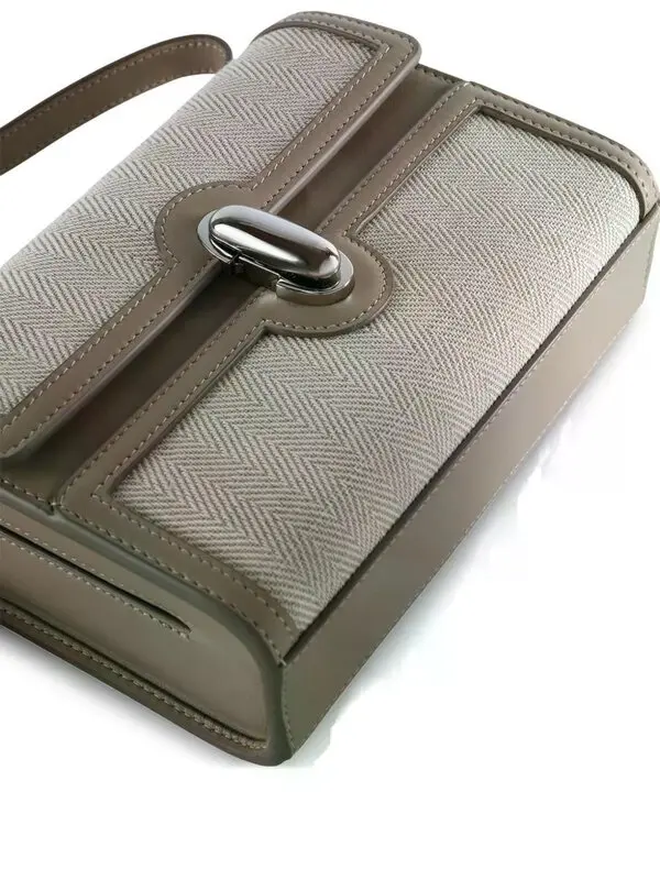 Savette Herringbone-pattern Flap Cross Body Bag