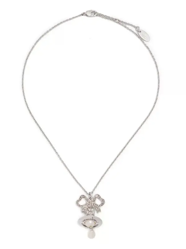 VIVIENNE WESTWOOD Crystal-embellished Pearl Necklace - Silver