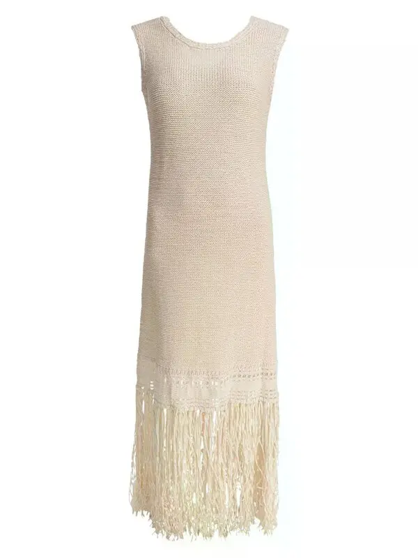 SANDBEIGE Knitted Fringed Dress - Neutrals
