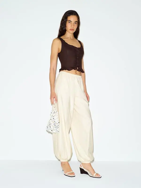 REFORMATION Kiera Linen Top - Brown