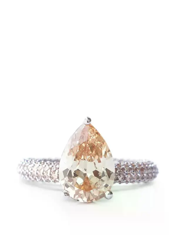 IZABEL DISPLAY Mega Drop Ring With Pear-cut Stone And Pave Setting - Silver