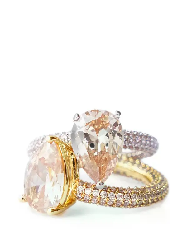 IZABEL DISPLAY Mega Drop Ring With Pear-cut Stone And Pave Setting