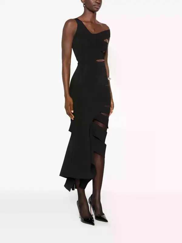MUGLER One-shoulder Cut-out Dress - Black