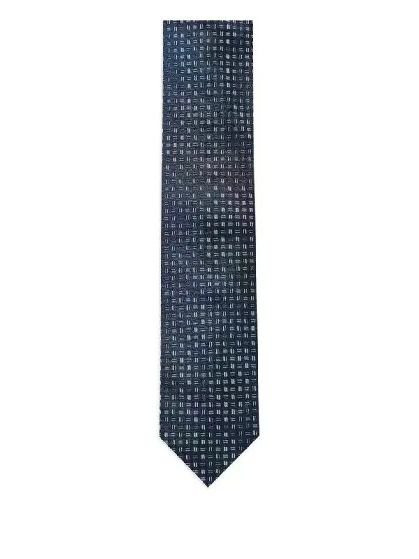 Corneliani Geometric-pattern Silk Tie - Blue