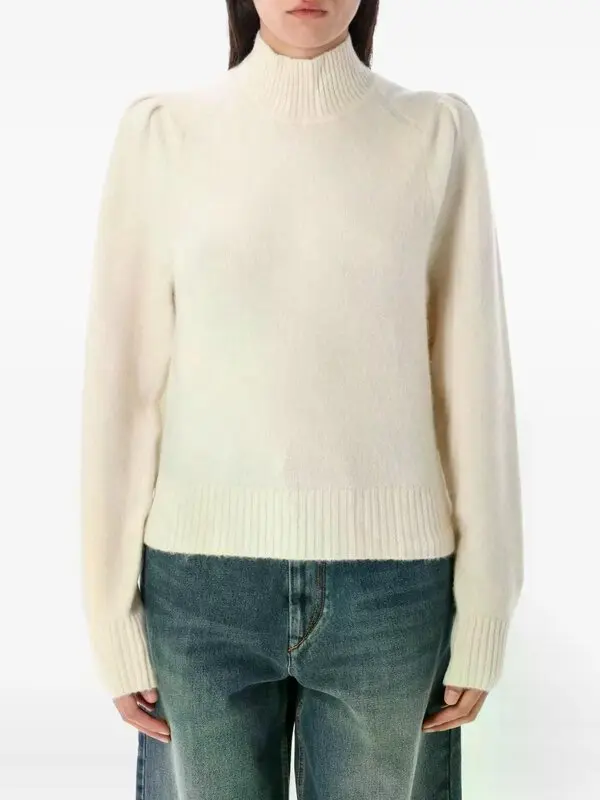 MARANT ETOILE Turtleneck Puff-shoulder Jumper - Neutrals