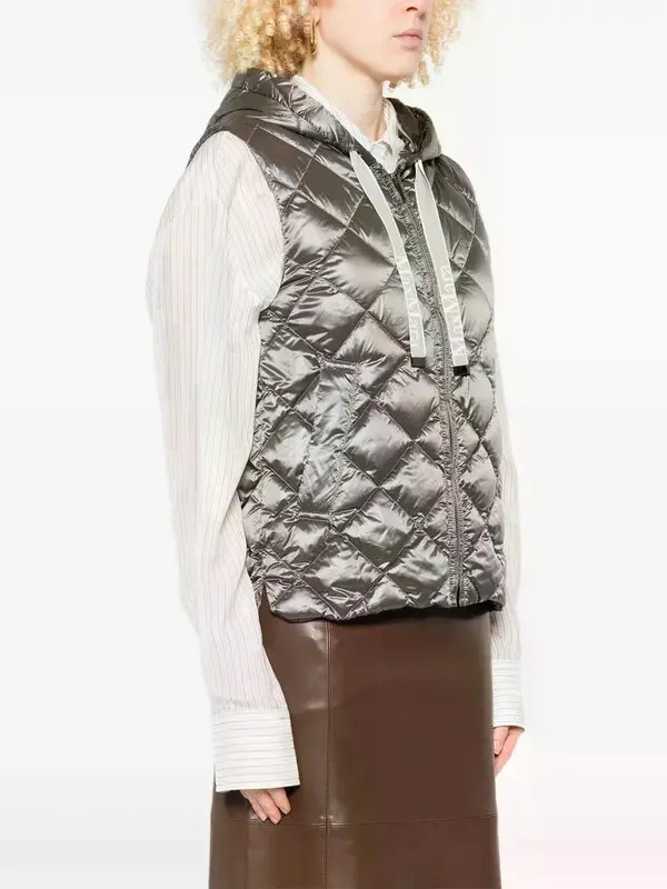 Max Mara Quilted Hooded Gilet - Grey