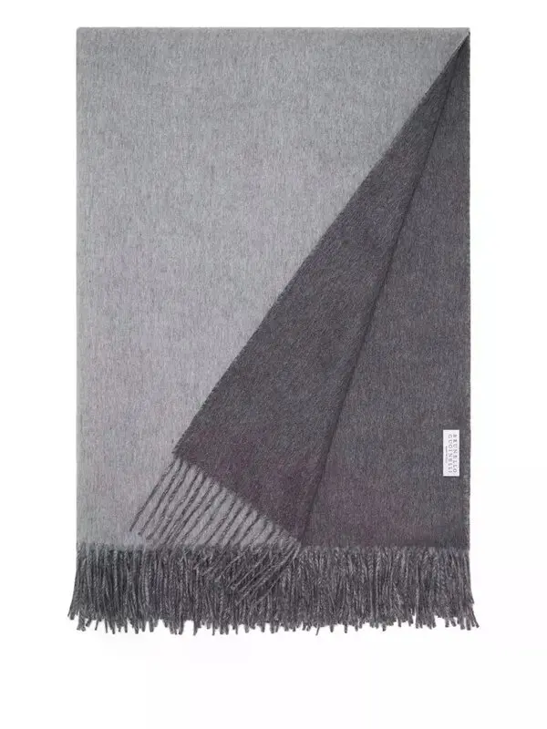Brunello Cucinelli Double-cloth Fringe Throw - Grey