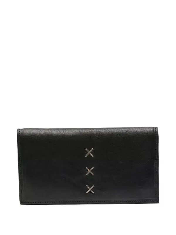 SOMMET Cross-stitch Leather Wallet - Black