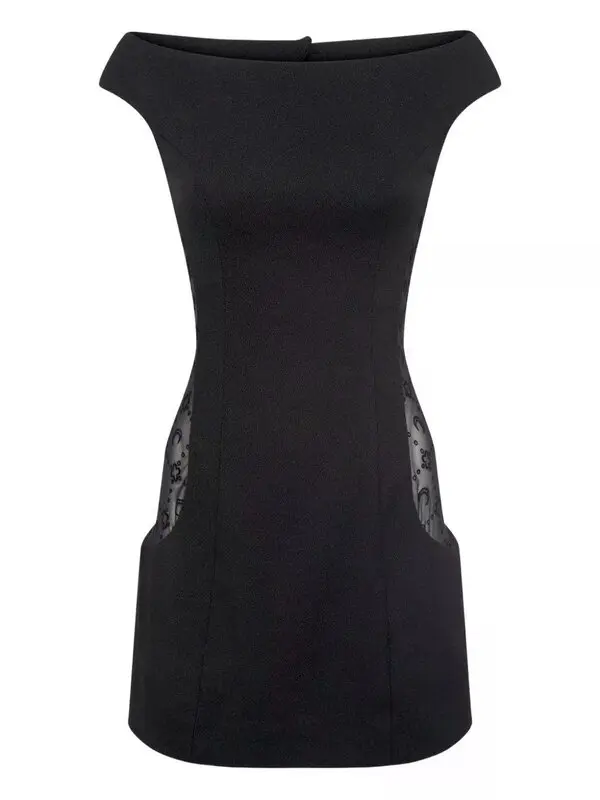 MARINE SERRE Boat-neck Dropped-shoulders Mini Dress