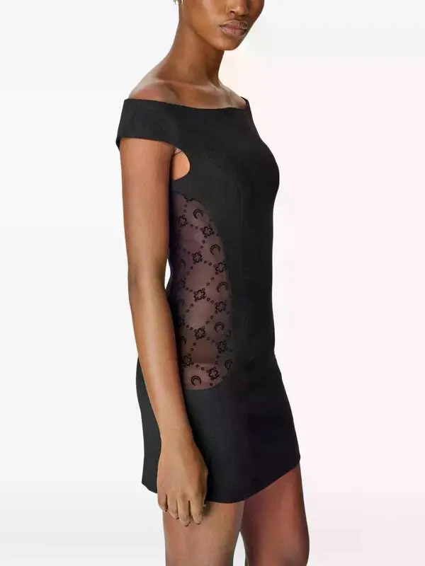 MARINE SERRE Boat-neck Dropped-shoulders Mini Dress