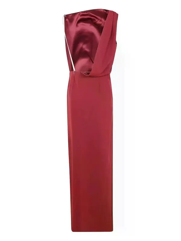 Max Mara Draped One-shoulder Maxi Dress - Red