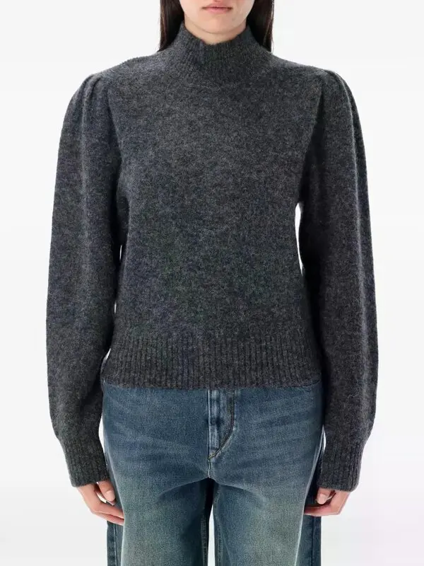 MARANT ETOILE Turtleneck Puff-sleeve Sweater - Grey