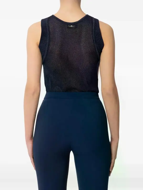 Elisabetta Franchi Mesh-knit Cropped Top - Blue