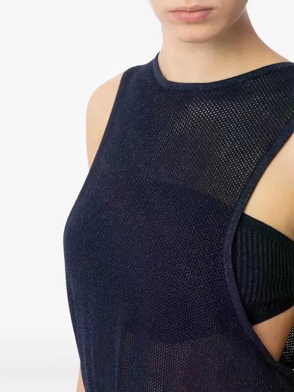 Elisabetta Franchi Mesh-knit Cropped Top - Blue