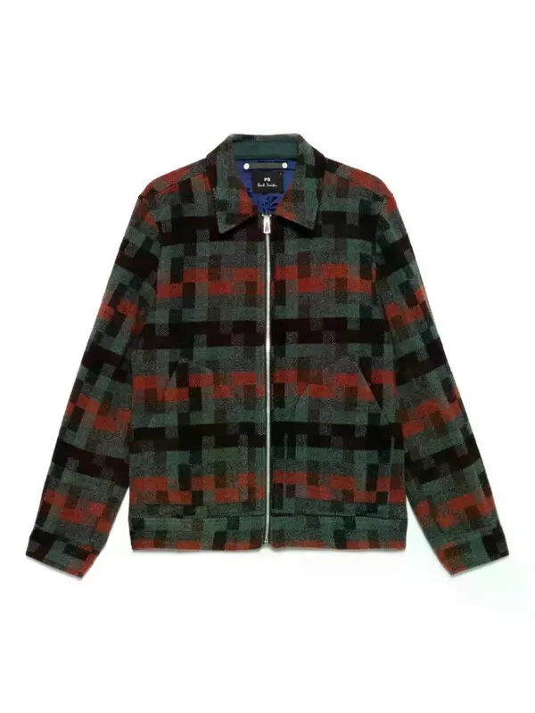 Paul Smith Geometric-pattern Wool Jacket - Green