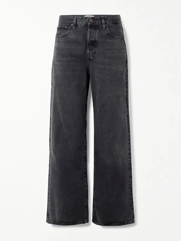 FRAME The Loose Low-rise Wide-leg Jeans - Black