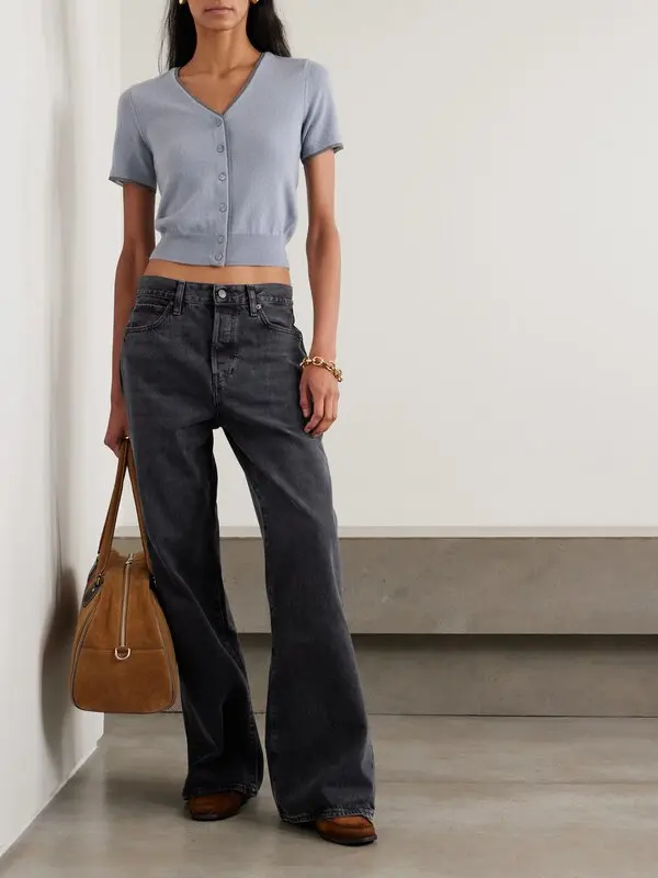 FRAME The Loose Low-rise Wide-leg Jeans - Black