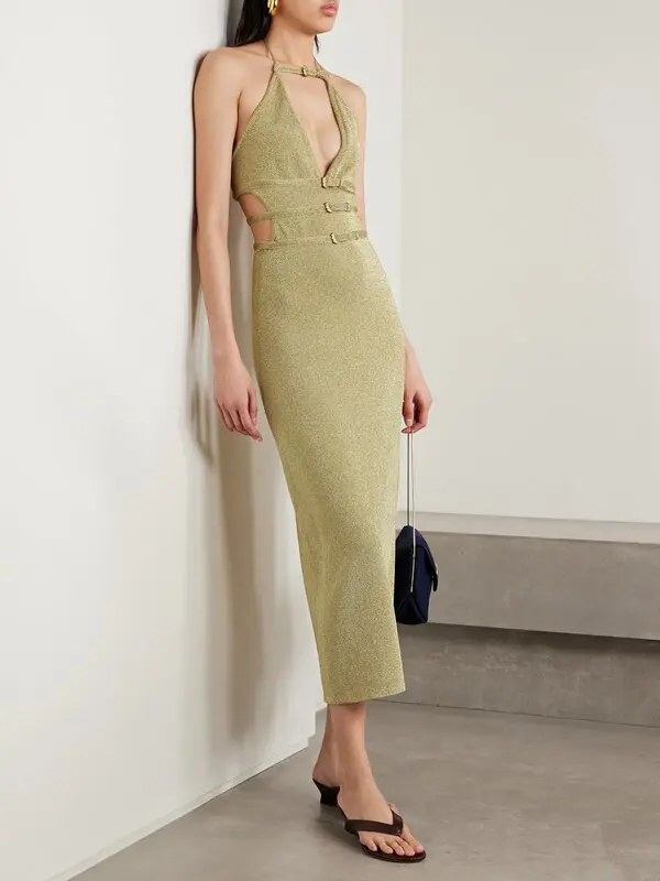 Cult Gaia Evaleigh Metallic Midi Dress - Gold - 50% Off | Editorialist
