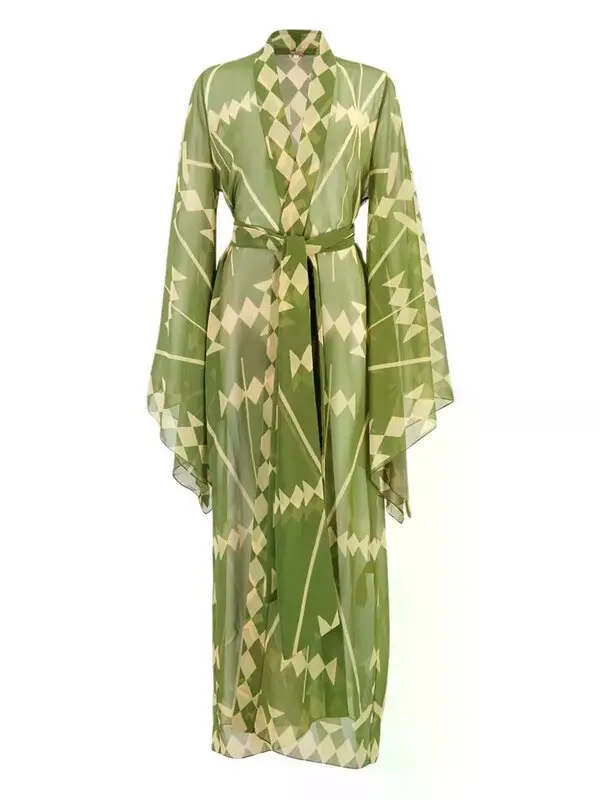 Johanna Ortiz Geometric-print Wrap Maxi Dress - Green
