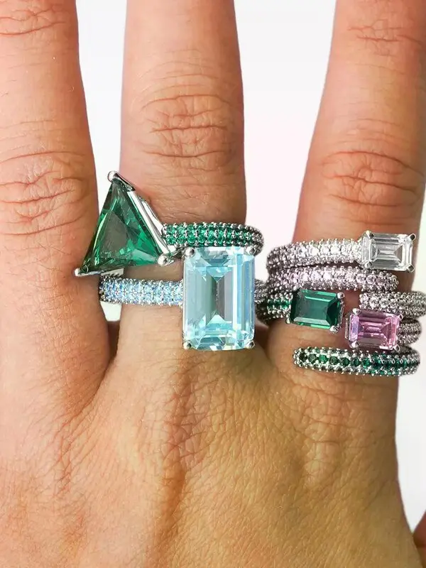 IZABEL DISPLAY Mega Rectangle Ring - Blue