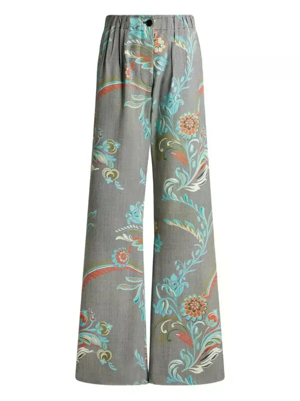 Etro Floral-print Pleated Trousers