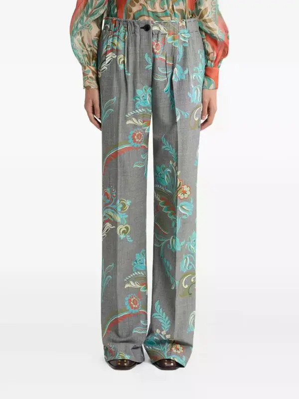 Etro Floral-print Pleated Trousers