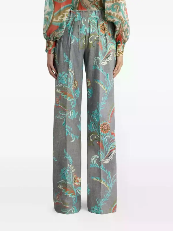 Etro Floral-print Pleated Trousers