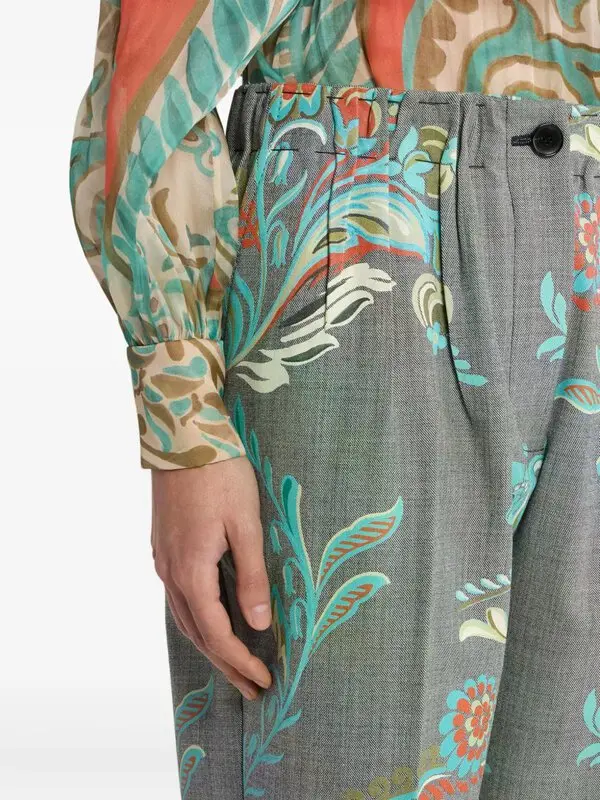 Etro Floral-print Pleated Trousers