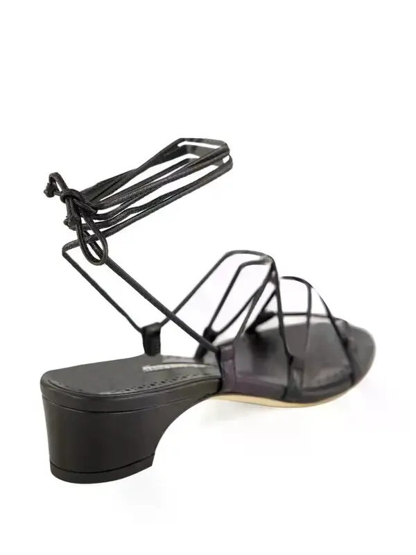 Manolo Blahnik Lace-up Block-heel Sandals - Black