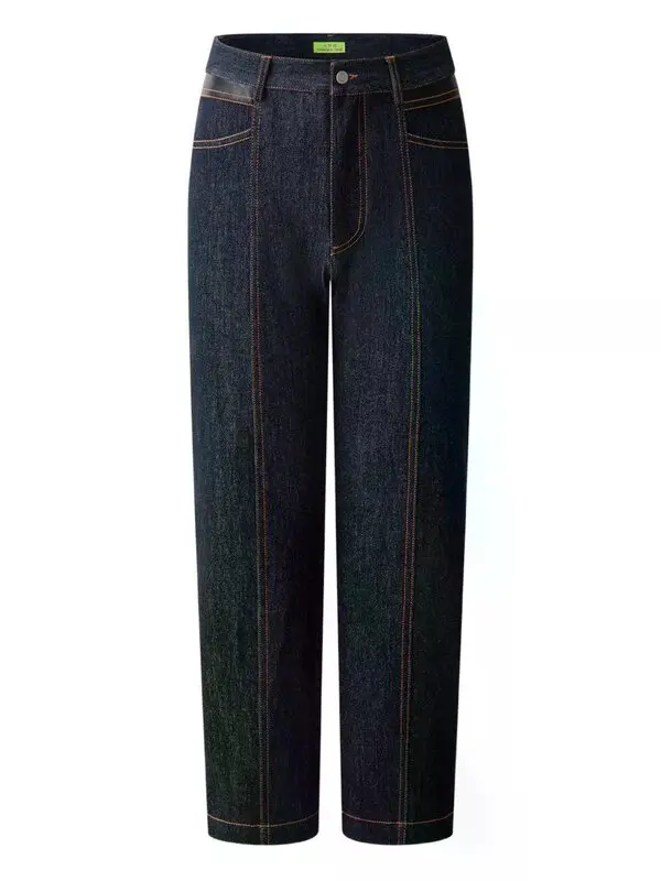 Shanghai Tang Leather-patch Straight Leg Jeans