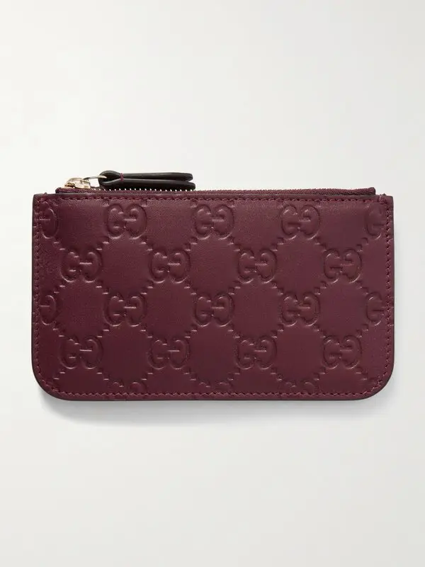 Gucci Gg Emblem Debossed Leather Wallet - Burgundy