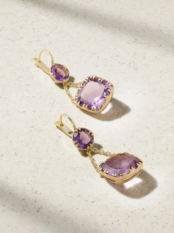 Ileana Makri Crown 18-karat Amethyst Dangle Earrings - Gold