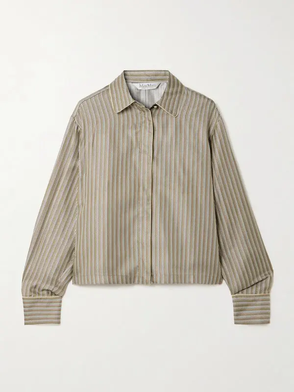 Max Mara Brama Striped Silk-twill Shirt - Brown