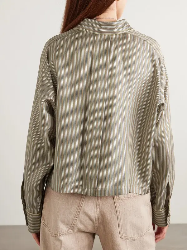 Max Mara Brama Striped Silk-twill Shirt - Brown