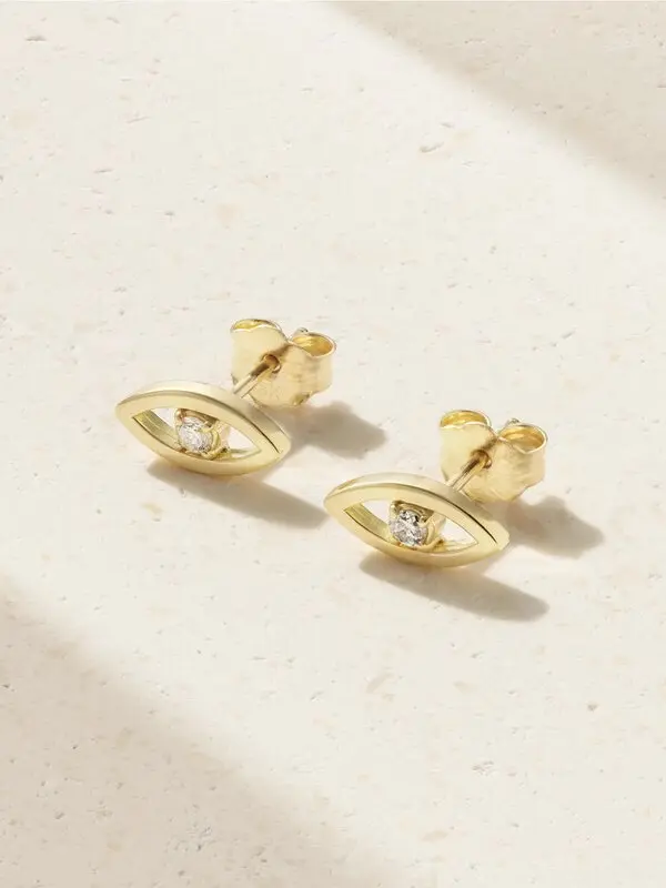 JENNIFER MEYER Evil Eye Diamond Stud Earrings - Gold
