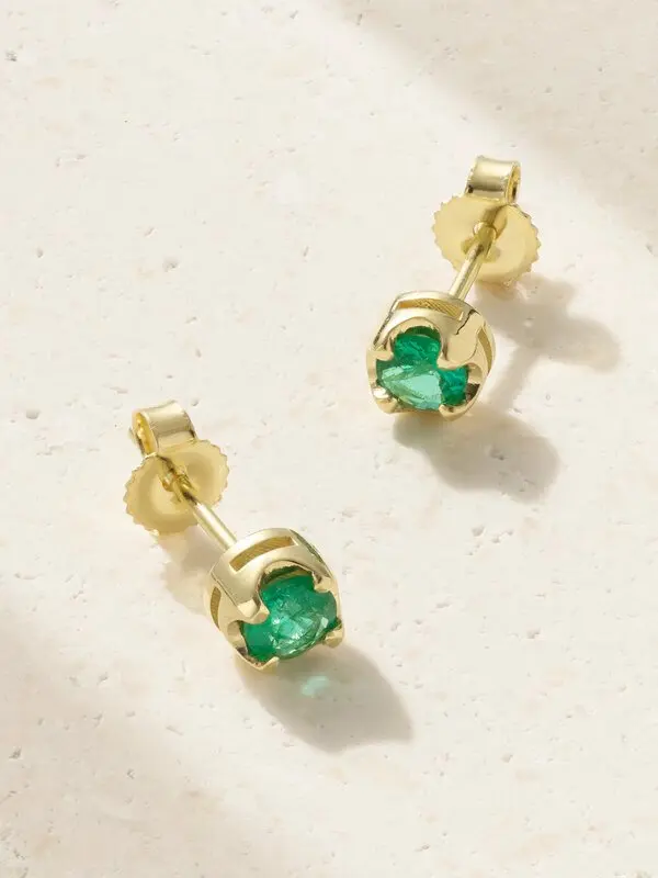 JENNIFER MEYER Small Illusion 18-karat Emerald Stud Earrings - Gold