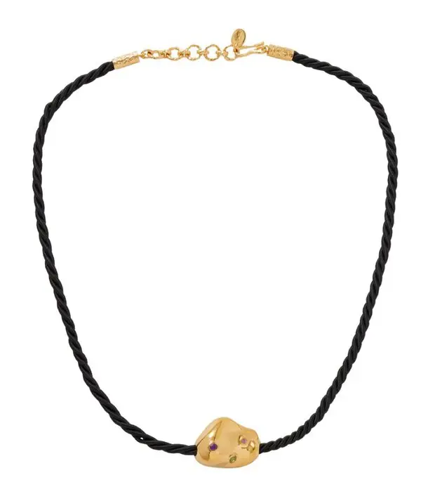 Pacharee Jahn -plated, Multi-stone And Cord Necklace - Gold