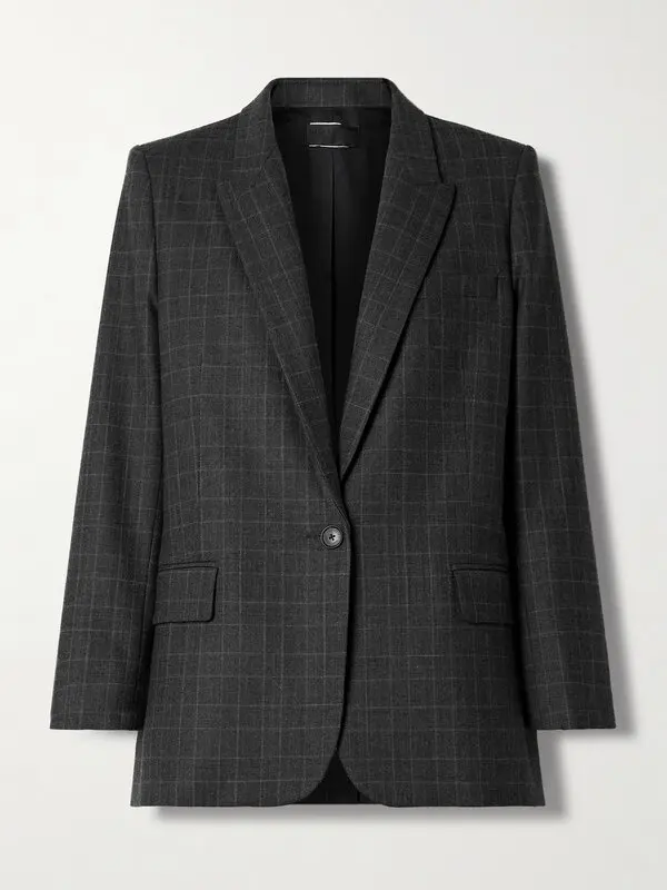 NILI LOTAN Diane Checked Wool-blend Blazer