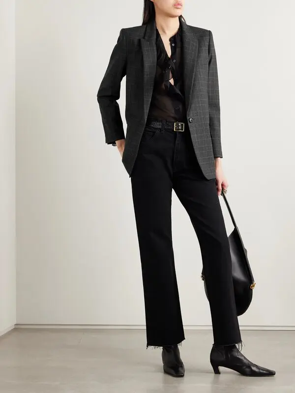 NILI LOTAN Diane Checked Wool-blend Blazer