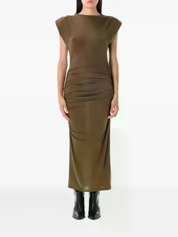 MARANT ETOILE Padded-shoulder Midi Dress - Brown