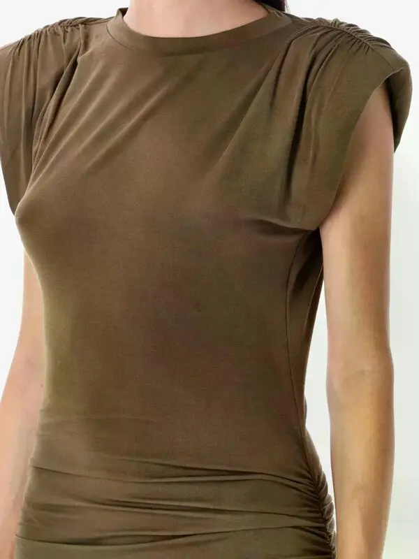 MARANT ETOILE Padded-shoulder Midi Dress - Brown