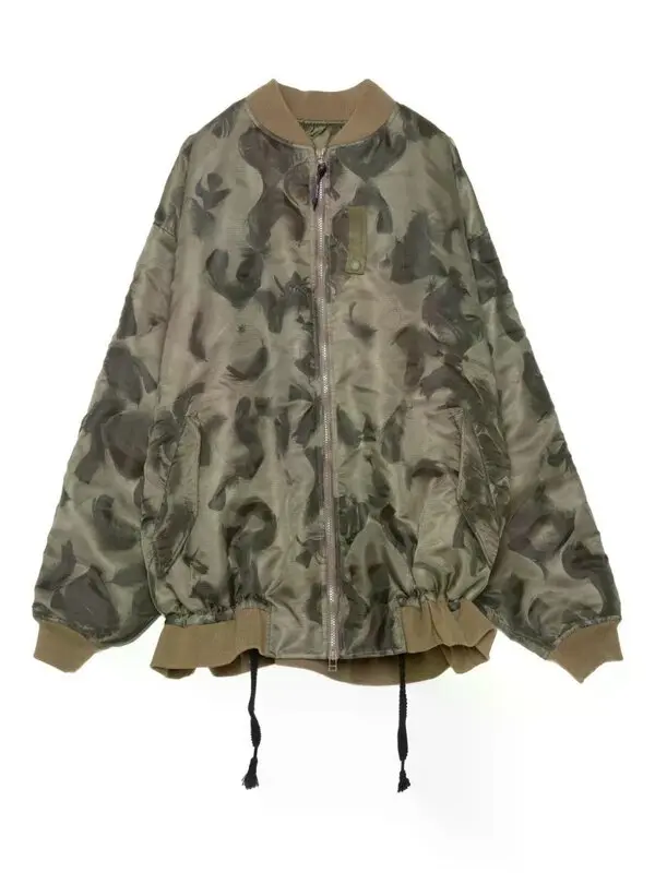 YOSHIOKUBO Feather-print Bomber Jacket - Green
