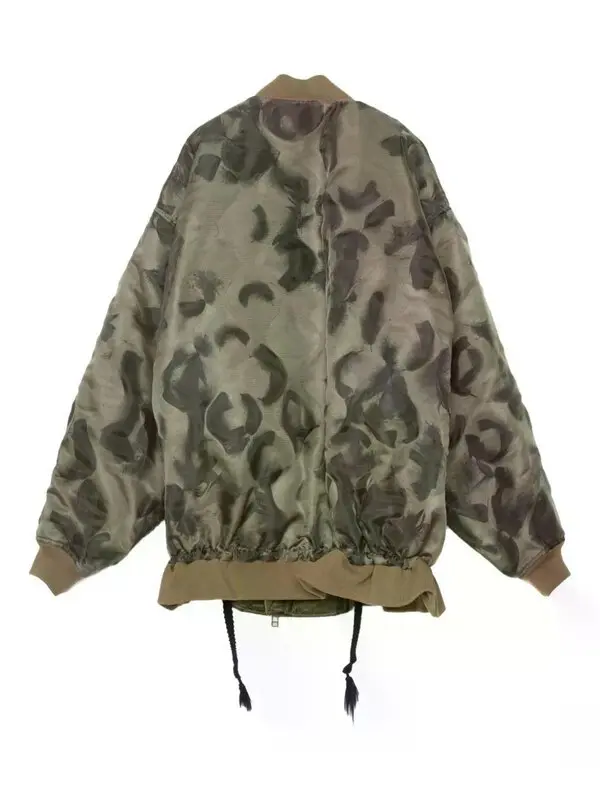 YOSHIOKUBO Feather-print Bomber Jacket - Green