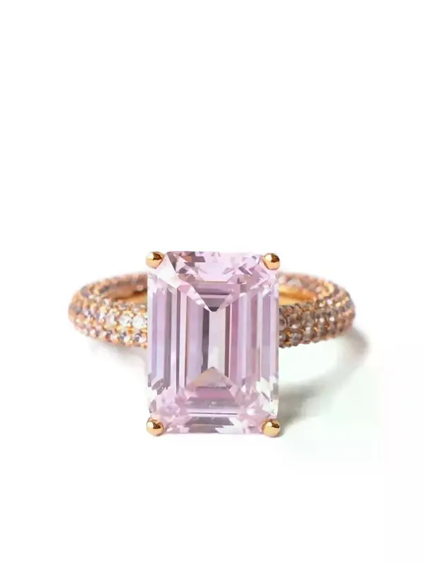 IZABEL DISPLAY Rectangle Embellished Ring - Pink